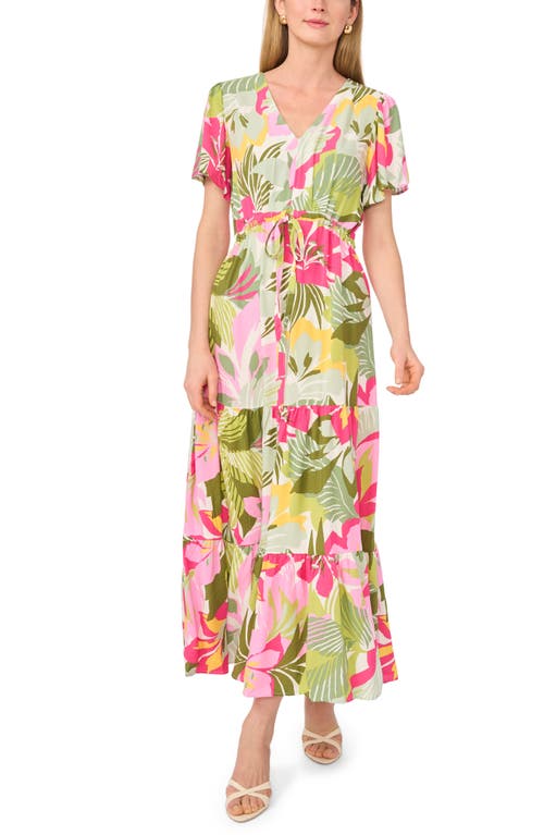 VINCE CAMUTO Vince Camuto Printed Tie Waist Tiered Maxi Dress